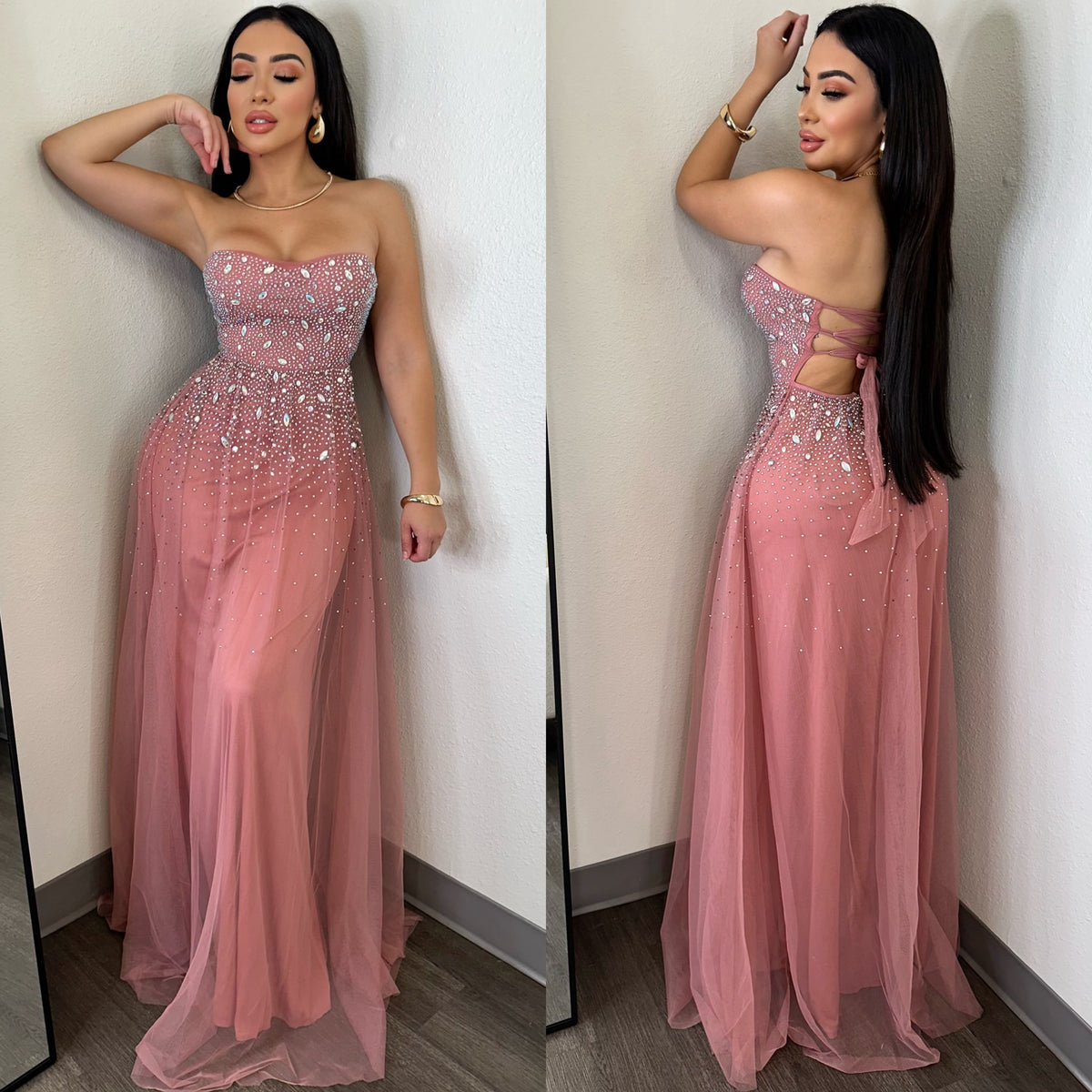 Yulissa Rhinestones Gown – Tinas Fashion